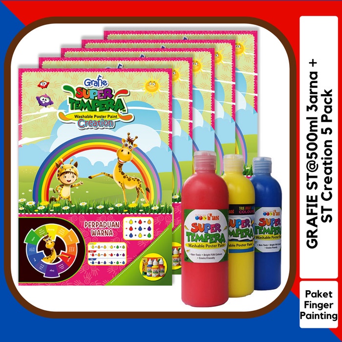 Jual Mall.Rodney Set Melukis Finger Painting Super Tempera 3 Warna ...