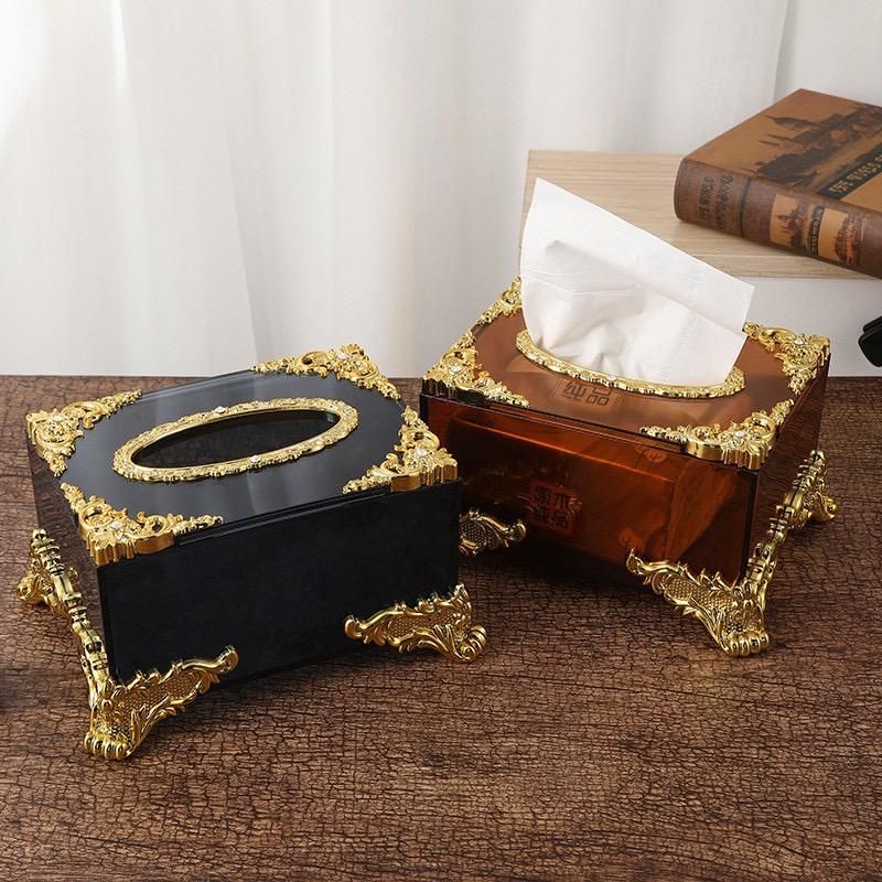 Jual Tempat tisu Kotak tissue Box sultan persegi mewah Hitam Coklat ...