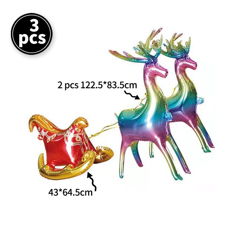 Jual Balon Foil 2 Rusa dan Kereta Salju 3D 4D Besar Dekorasi Natal ...