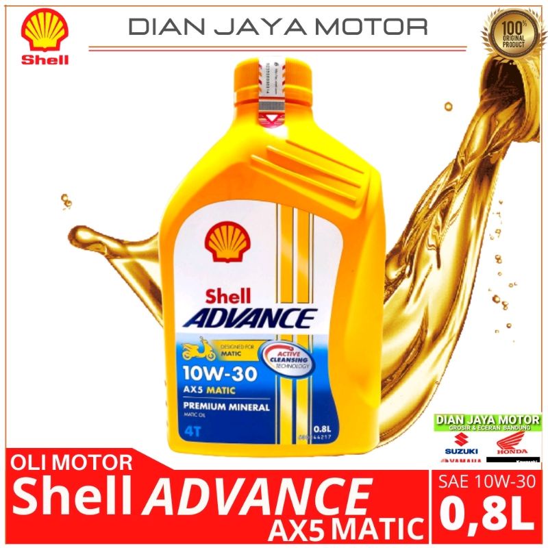 Jual SHELL ADVANCE AX5 MATIC SAE 10W-30 OLI MESIN SHELL KUNING MATIC 800 ML | Shopee Indonesia