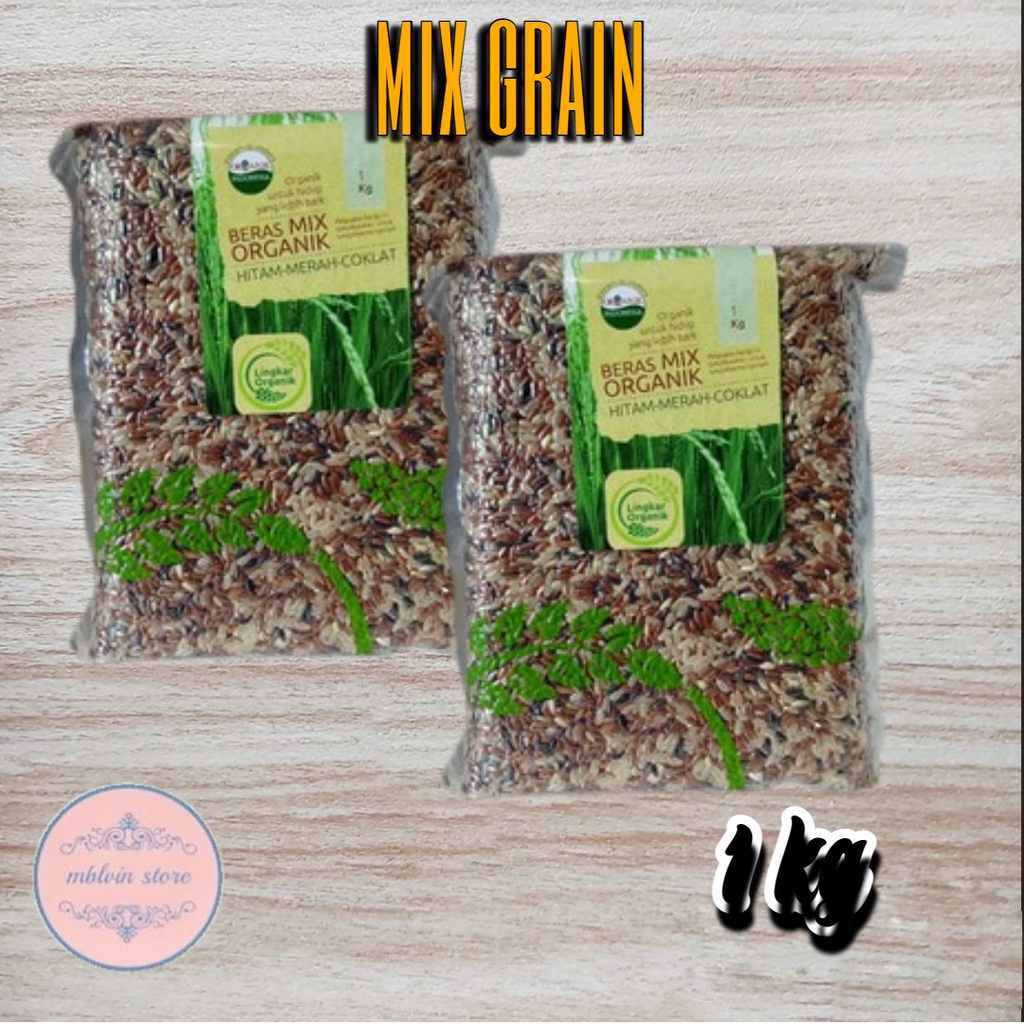 Jual Beras Mix Grain ( coklat, merah, hitam ) organik 1 kg lingkar ...