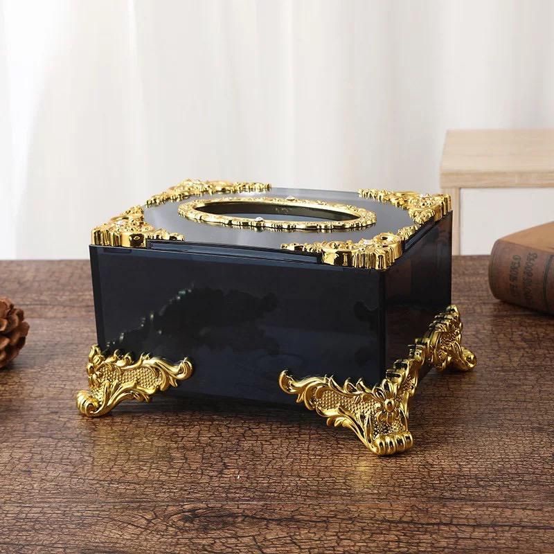 Jual Tempat tisu Kotak tissue Box sultan persegi mewah Hitam Coklat ...