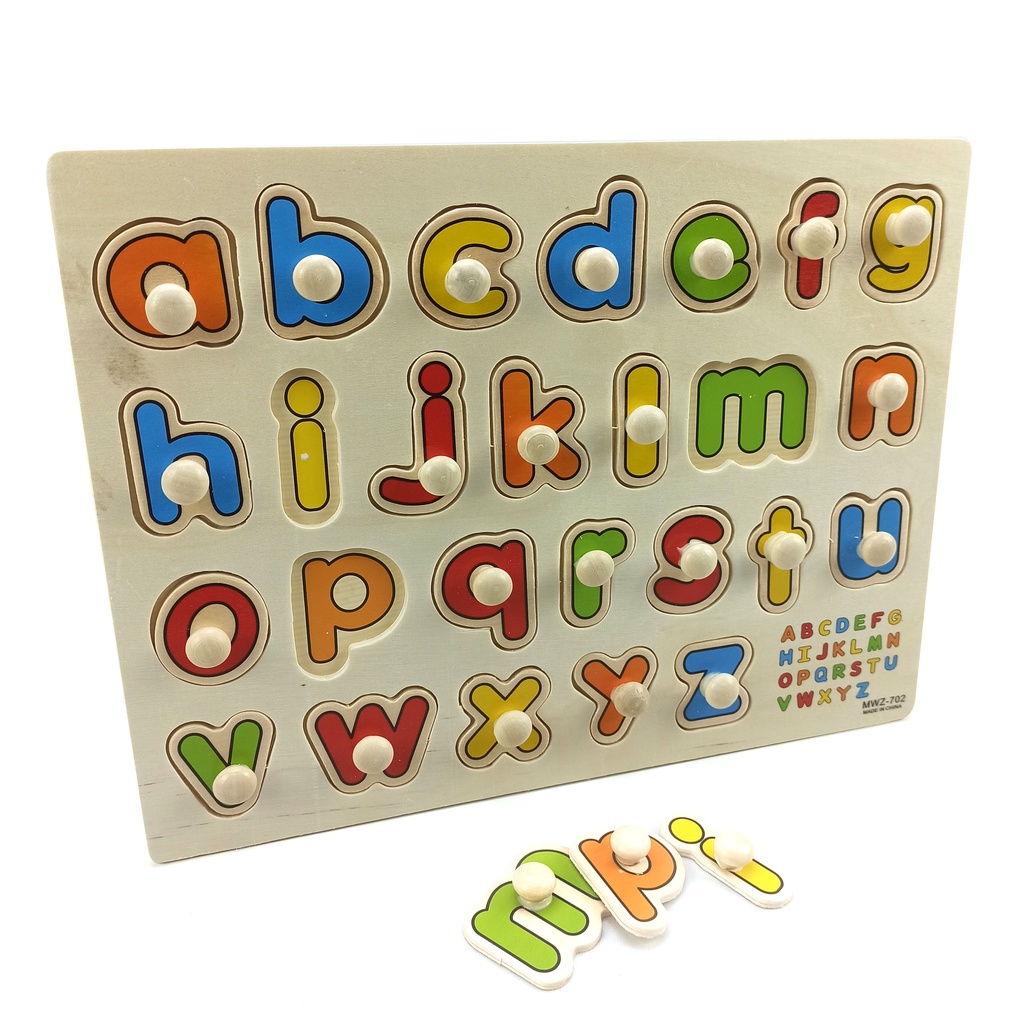 Jual Mainan Wooden Puzzle Kayu Knob Edukasi Alfabeth Huruf Alfabet ...