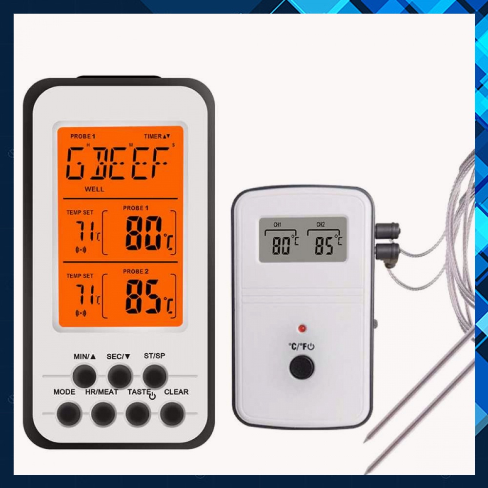 Jual Termometer Makanan Daging Digital Wireless 2 Probe with Timer ...