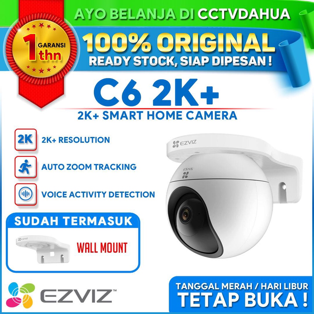 Jual EZVIZ C6 4MP 2K WIFI CCTV FREE WALLMOUNT PAN & TILT CAMERA GARANSI 1TH | Shopee Indonesia