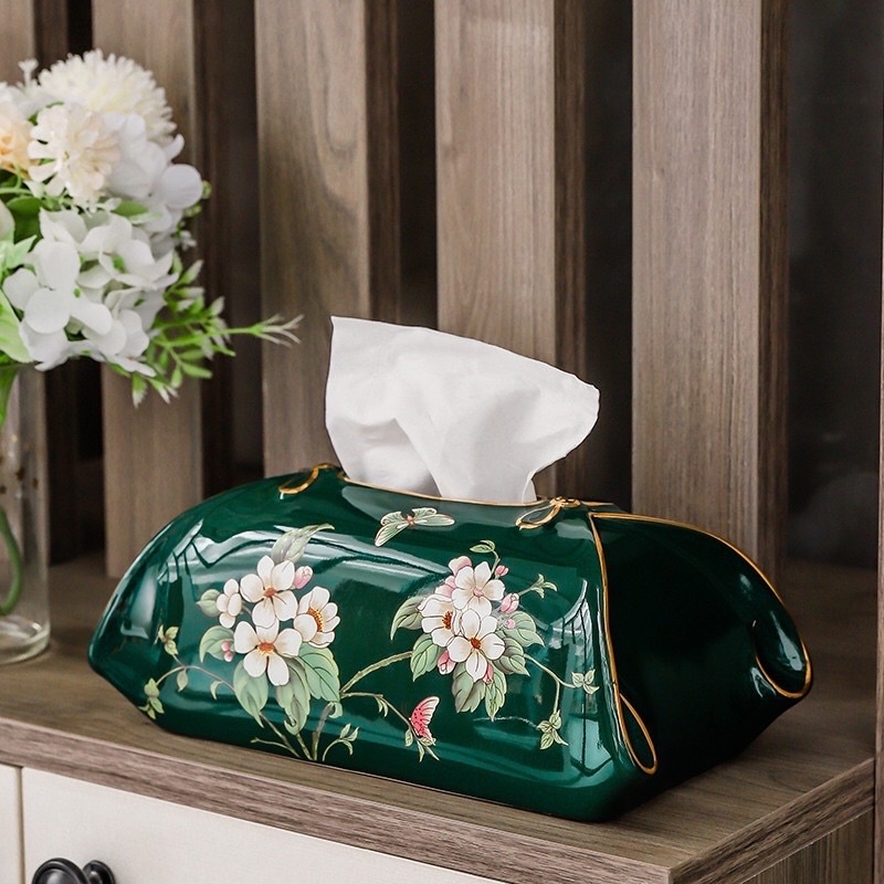 Jual luxury classic flower tissue box / tempat tissue keramik motif ...