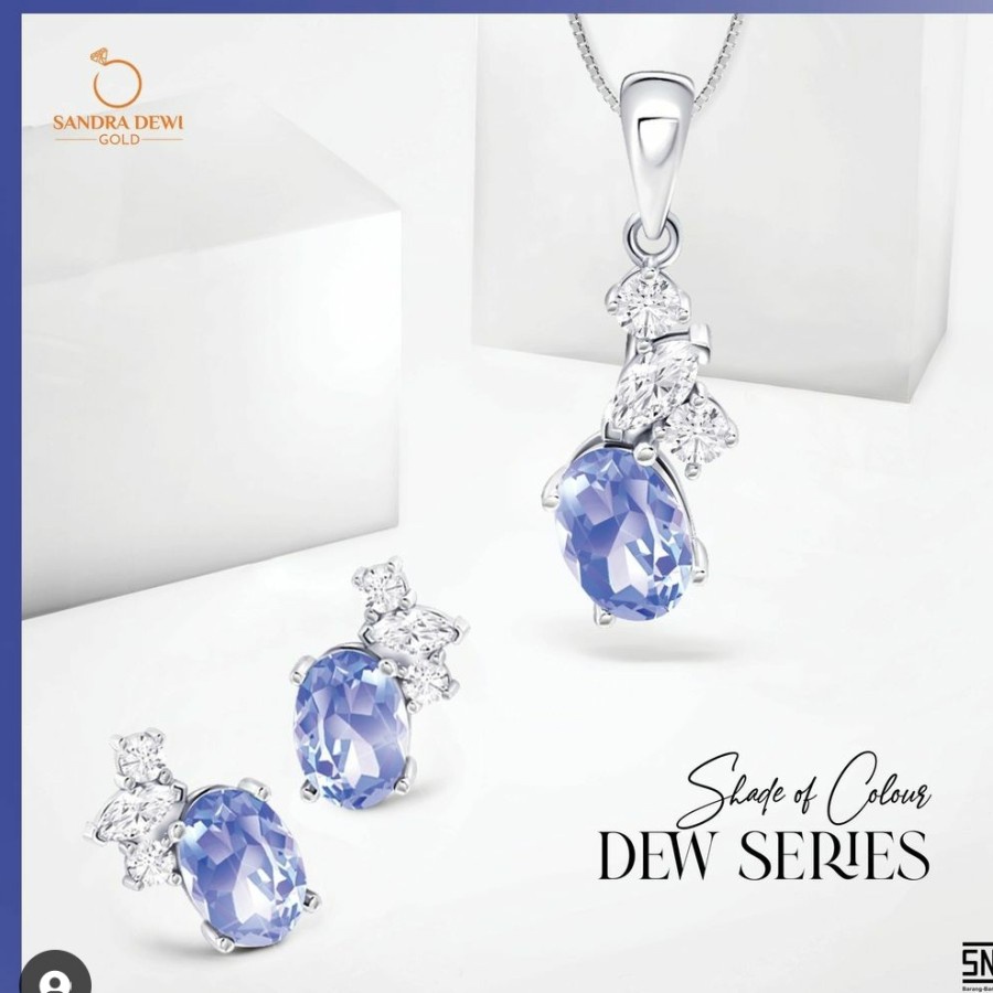 Jual LIONTIN EMAS SANDRA DEWI GOLD SHADE OF COLOR DEW SERIES BATU BIRU ...