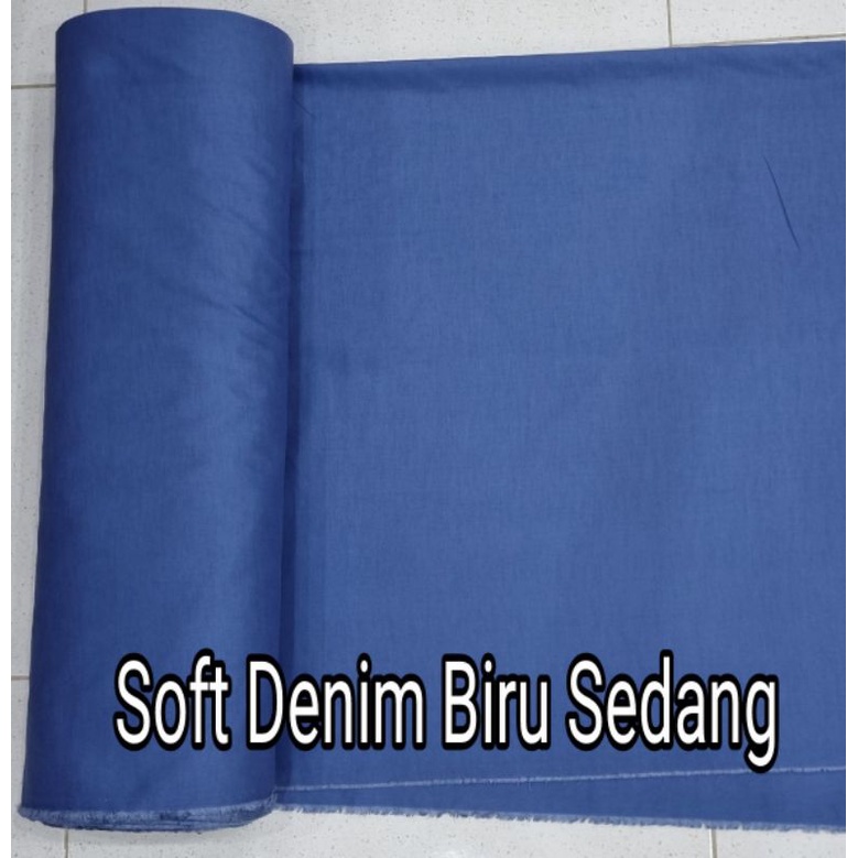 Jual Kain Soft Denim Biru Sedang (Harga per 0,5m) | Shopee Indonesia