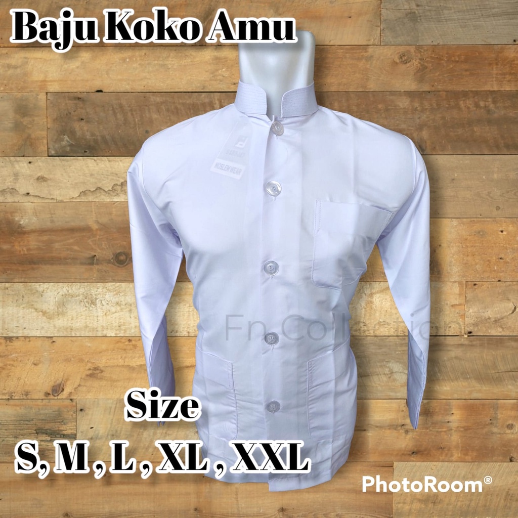 Jual Baju Koko AMMU Putih | Baju Koko Lengan panjang premium | Shopee Indonesia
