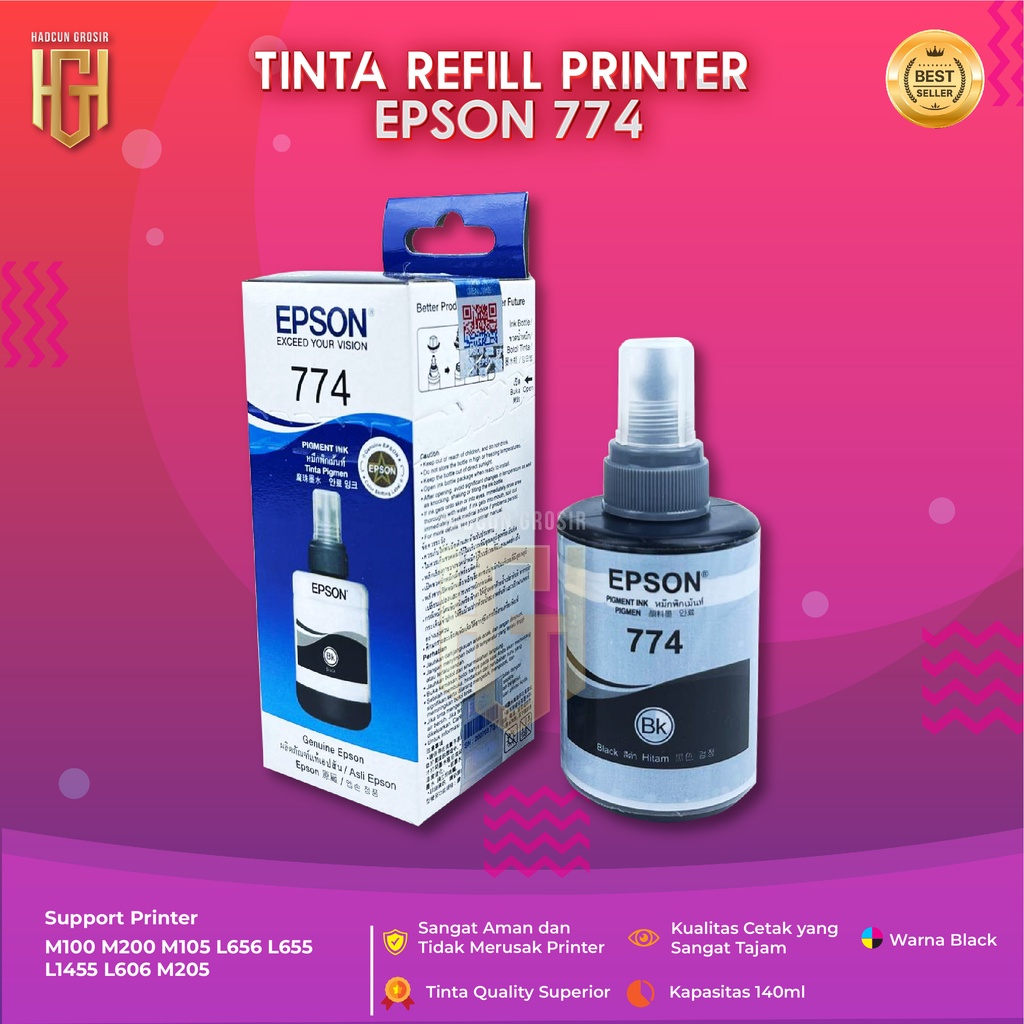 Jual Tinta Epson 774 Refill 140ml Hitam Pigment Untuk Printer Epson ...
