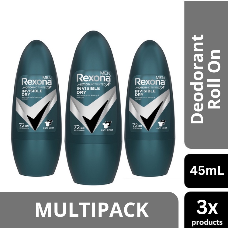 Jual Rexona Men Deodorant Anti-Perspirant Roll On Invisible Dry Multipack 3x45mL | Shopee Indonesia