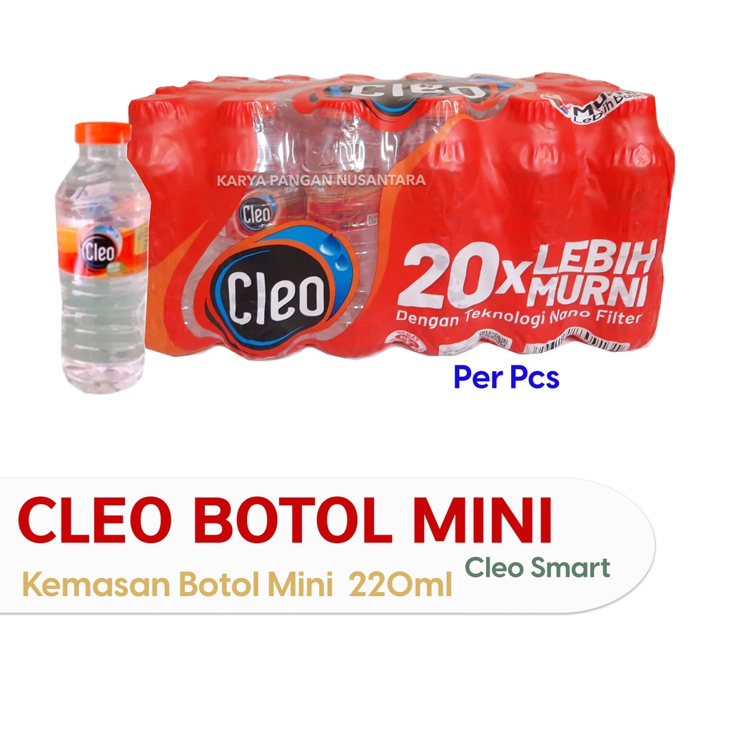 Jual CLEO BOTOL MINI 220ML AIR MINERAL CLEO SMART BOTOL KECIL PER PCS ...