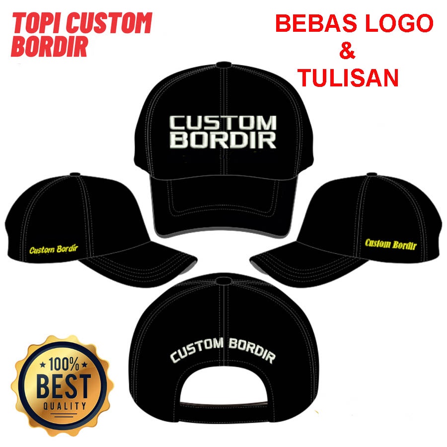 Jual Topi custom bordir cetak logo dan nama request satuan topi ...