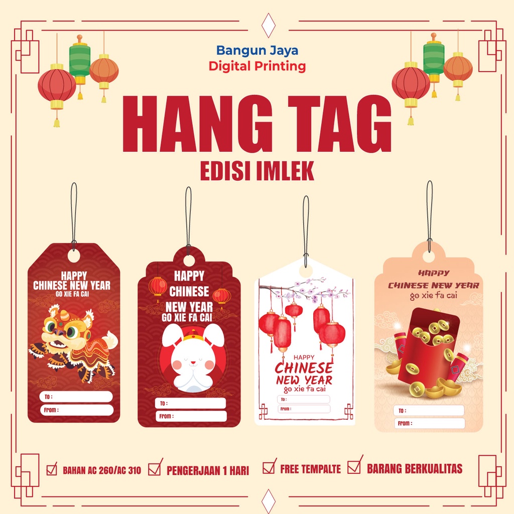 Jual Hangtag Imlek | Hangtag Chinese New Year | Gift Tag Imlek Murah | Shopee Indonesia