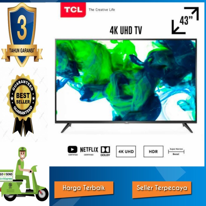 Jual LED TV TCL 43 inch 43E3 SMART TV UHD 4K HDR garansi Resmi | Shopee ...