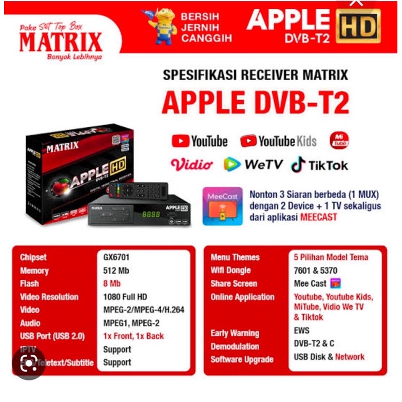 Jual Set top box Matrix Apple merah bergaransi 2 Tahun | Shopee Indonesia