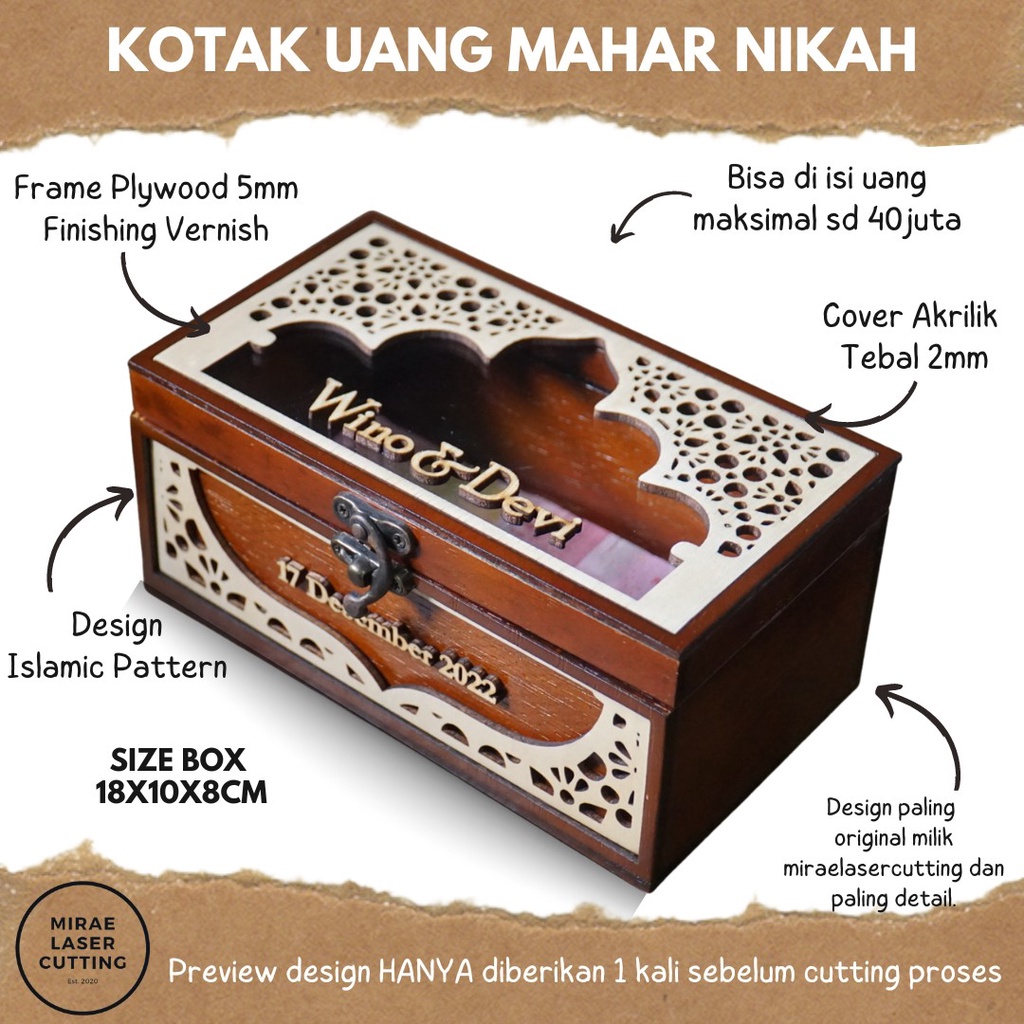 Jual Kotak Seserahan / Box Laser Cutting / Mahar Laser Cutting / Kotak ...