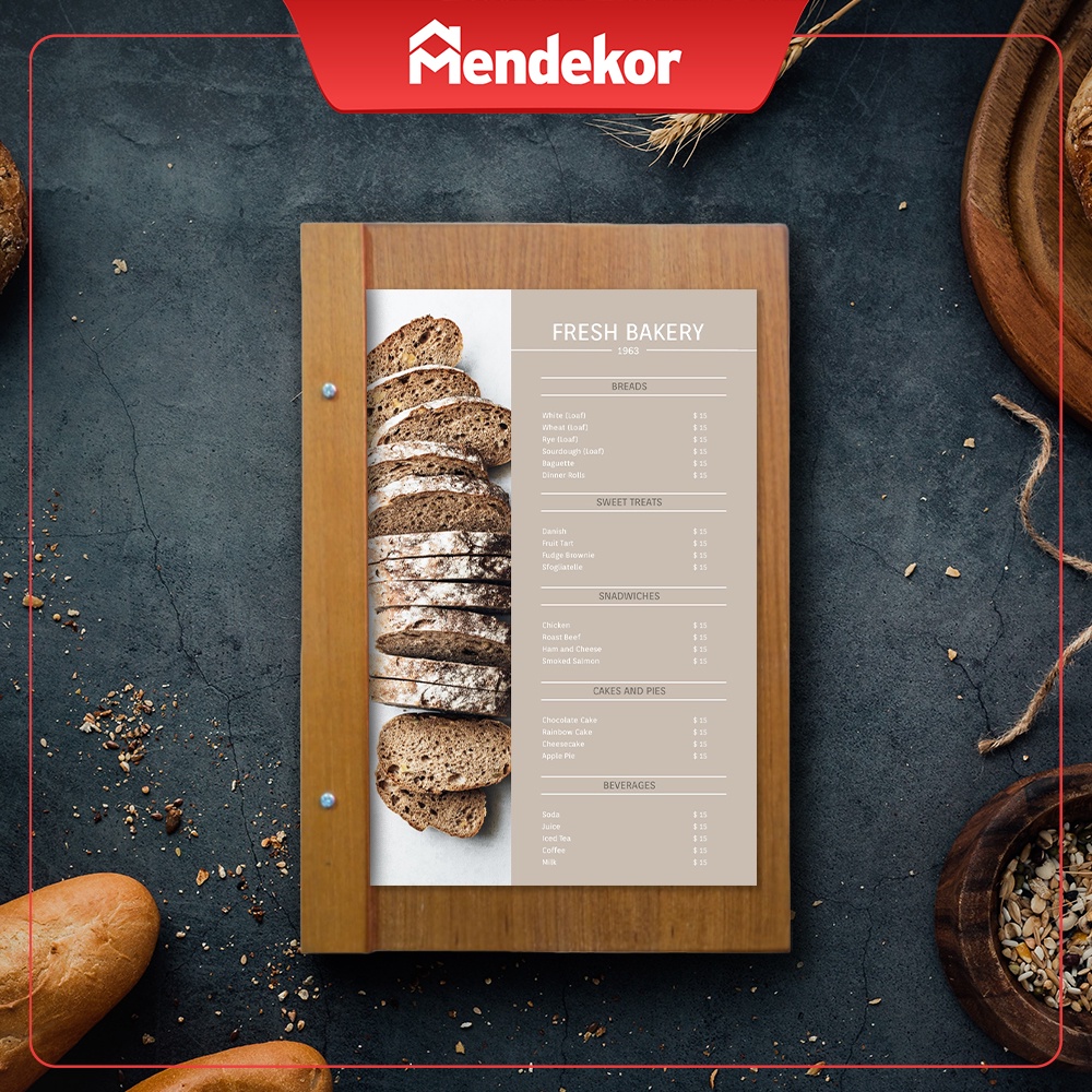 Jual MENDEKOR Dili |Menu Board Kayu Papan Custom Logo Buku Restaurant ...
