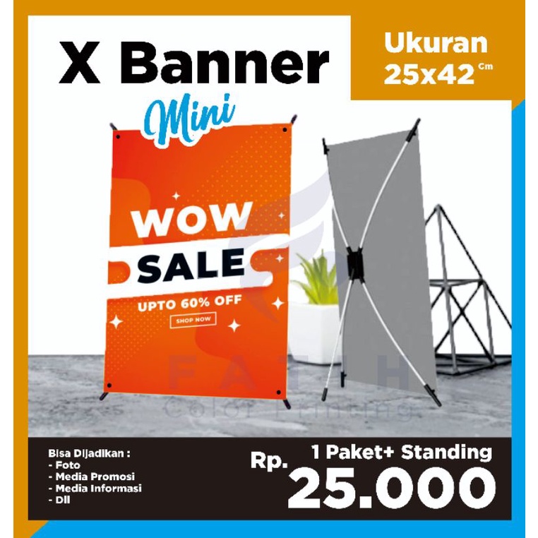 Jual PRINT X BANNER MINI MURAH + TIANG BANNER BAHAN ART CARTON 210 ...