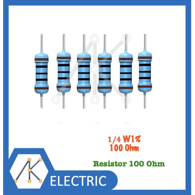 Jual RESISTOR RESISTANSI TAHANAN 10X RESISTOR 100 100R 100OHM 1/4W 1% METAL FILM | Shopee Indonesia