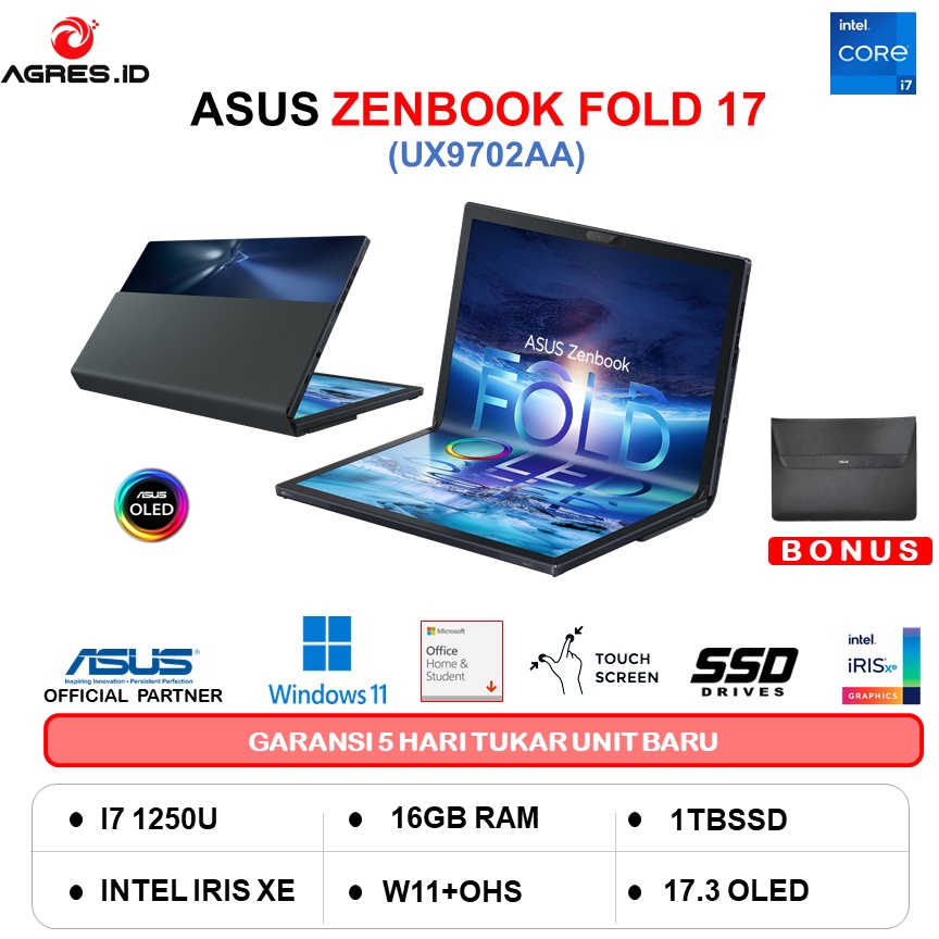Jual ASUS ZENBOOK FOLD 17 UX9702AA FOLED711 TOUCH I7 1250U 16GB 1TBSSD ...