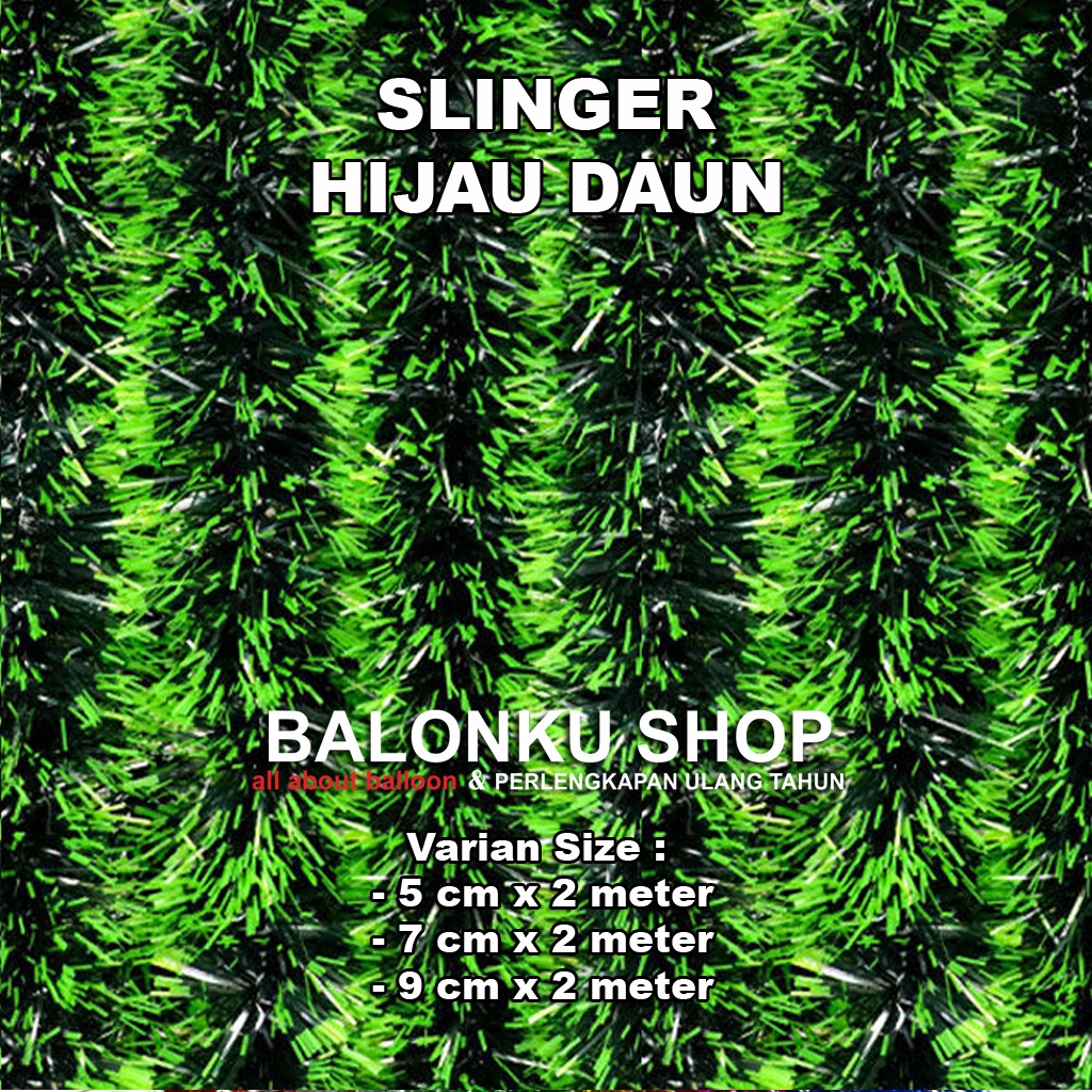 Jual Slinger Natal Hijau Daun / Hiasan Tinsel Pohon Natal / Dekorasi ...