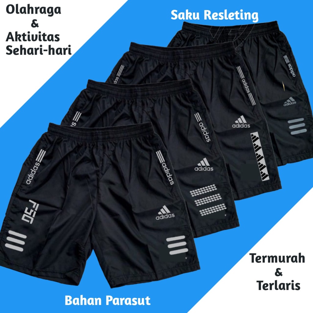 Jual Celana Pendek Parasut Saku Resleting Pria Wanita Olahraga Sport ...
