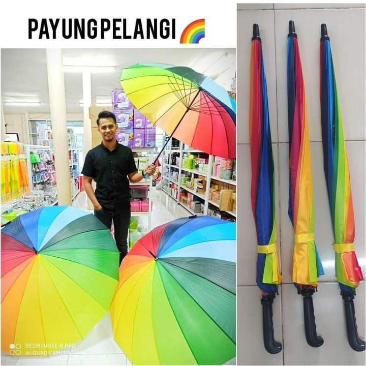 Jual Satu Keluarga Payung 16 Jari Polos Buka Otomatis Gagang Lurus ...