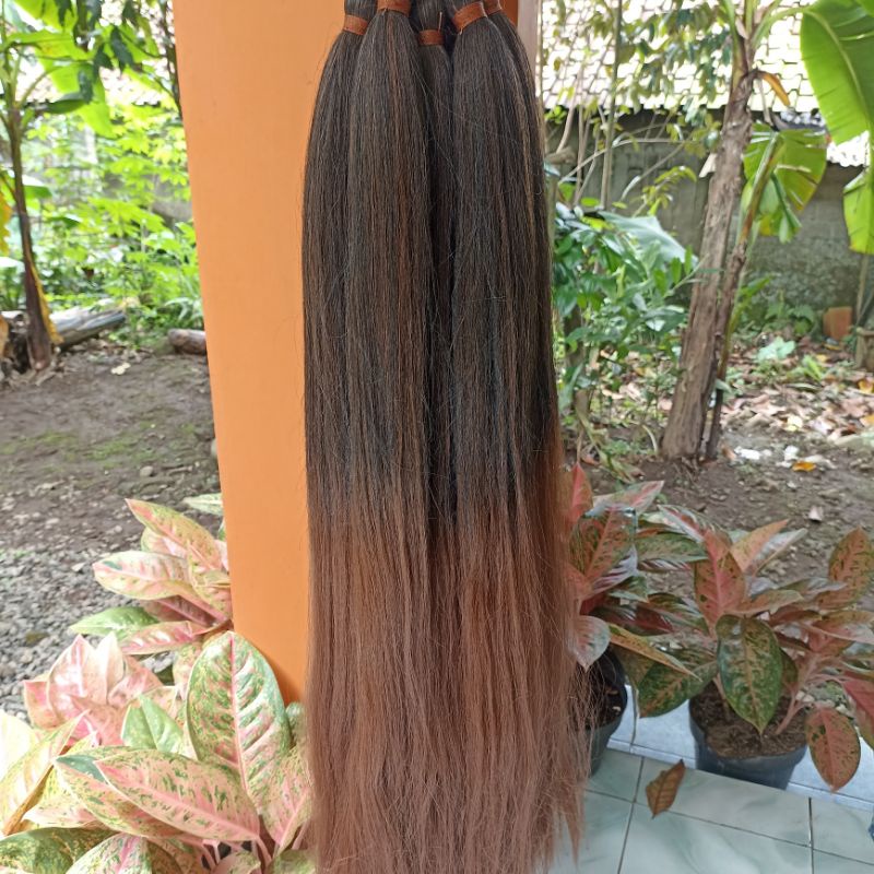 Jual Rambut cemara ombre / rambut extension 2 warna mix panjang 90cm ...