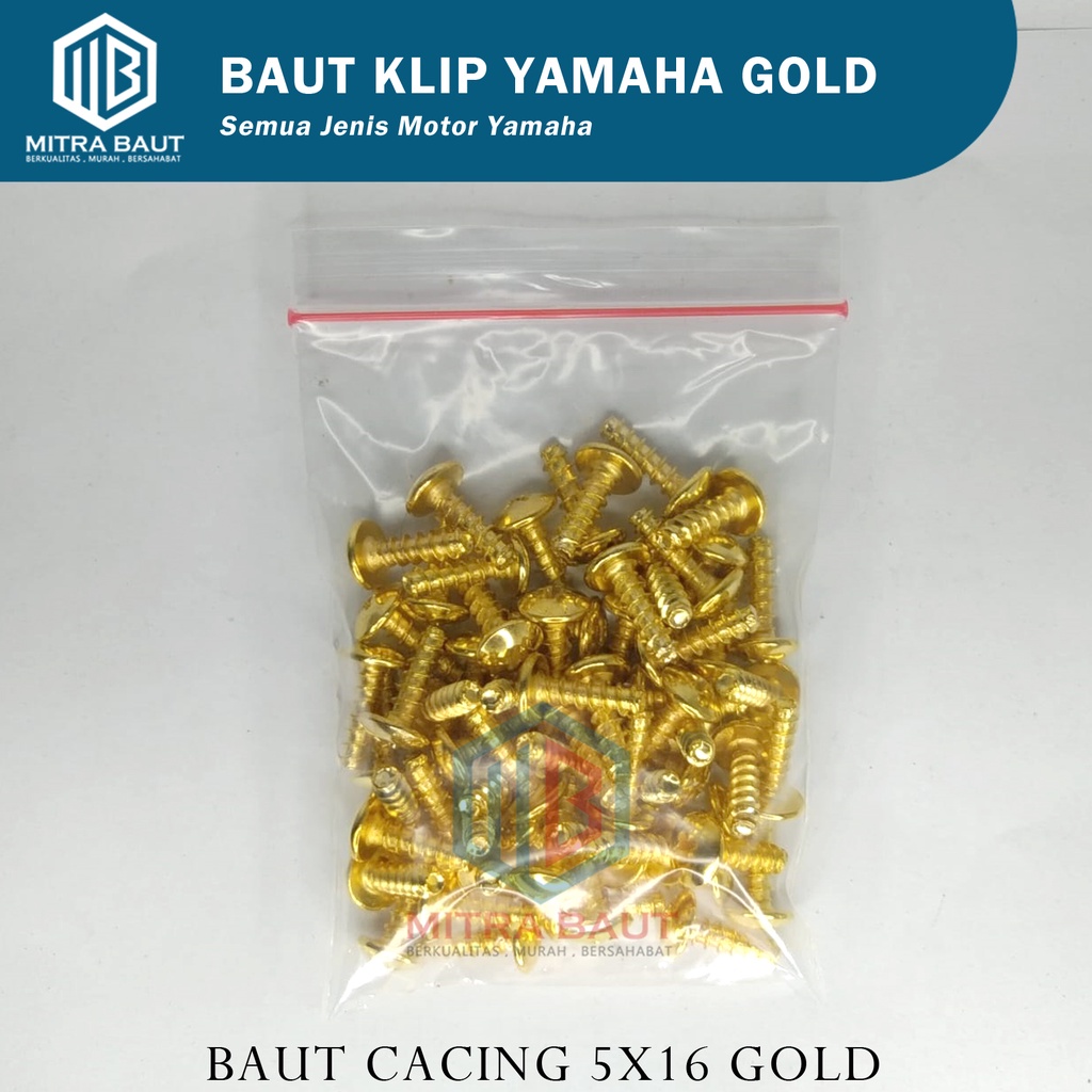 Jual 15 Pcs Baut Klip Yamaha 5x16 Gold / Baut Klip Body Semua Jenis ...