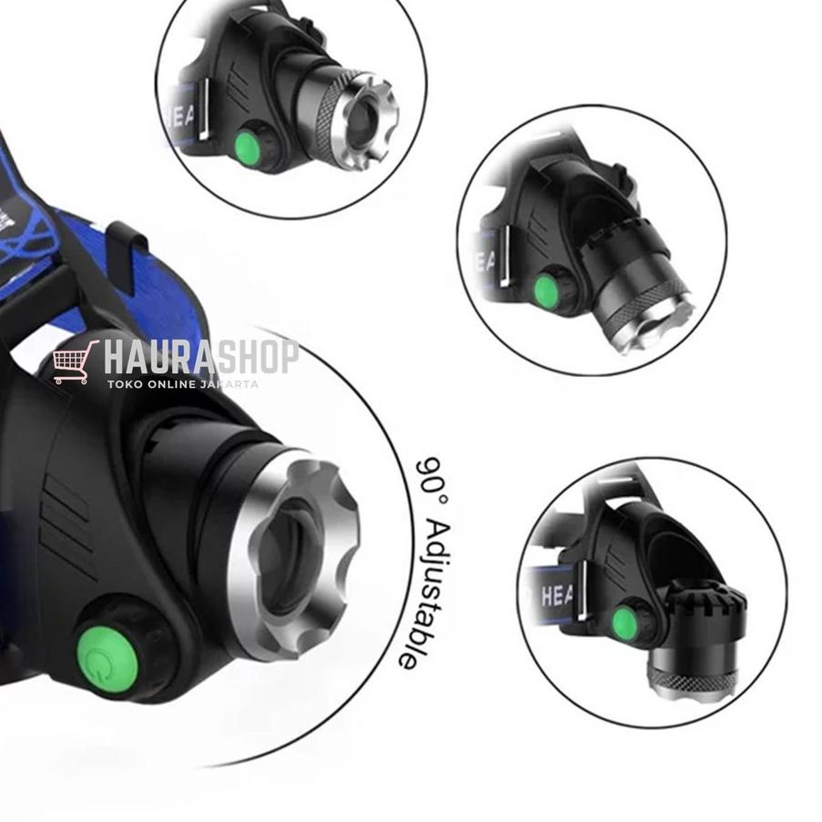 Jual Senter Kepala LED Zoom Super Terang Headlamp LED Cree XML T6 568D Waterproof Anti Air ...