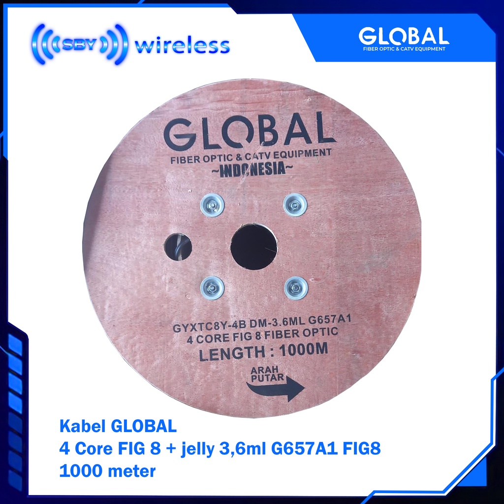 Jual Kabel Global 4 Core FIG 8 + jelly 3,6ml 1KM G657A1 4Core FIG8 ...