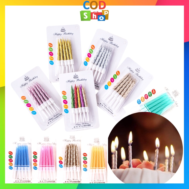 Jual COD - Li5552 Lilin Metalik 10 Pcs / Lilin Ulang Tahun / Birthday ...