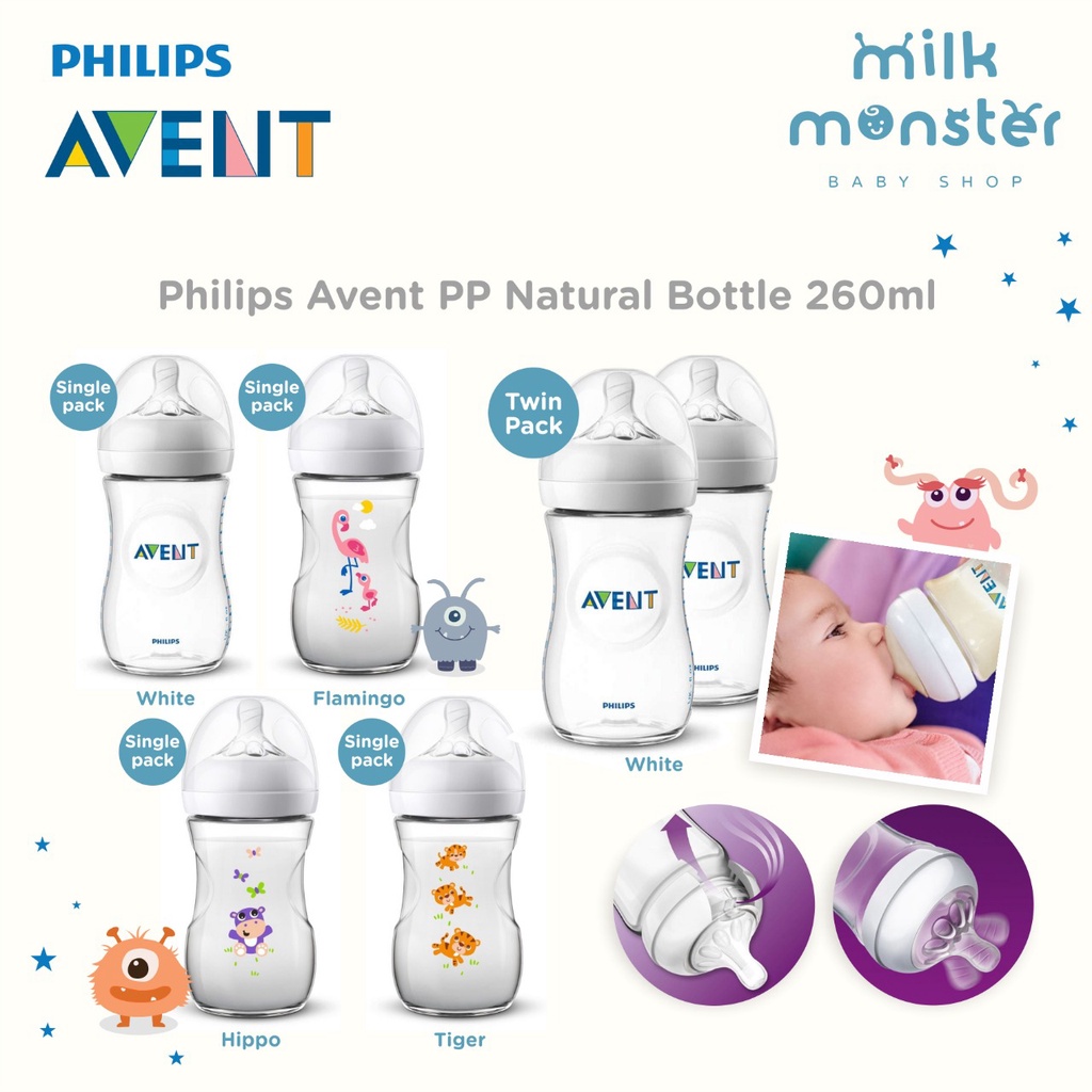 Jual PHILIPS AVENT BOTTLE NATURAL WIDE NECK 260ML SINGLE/TWIN PACK ...