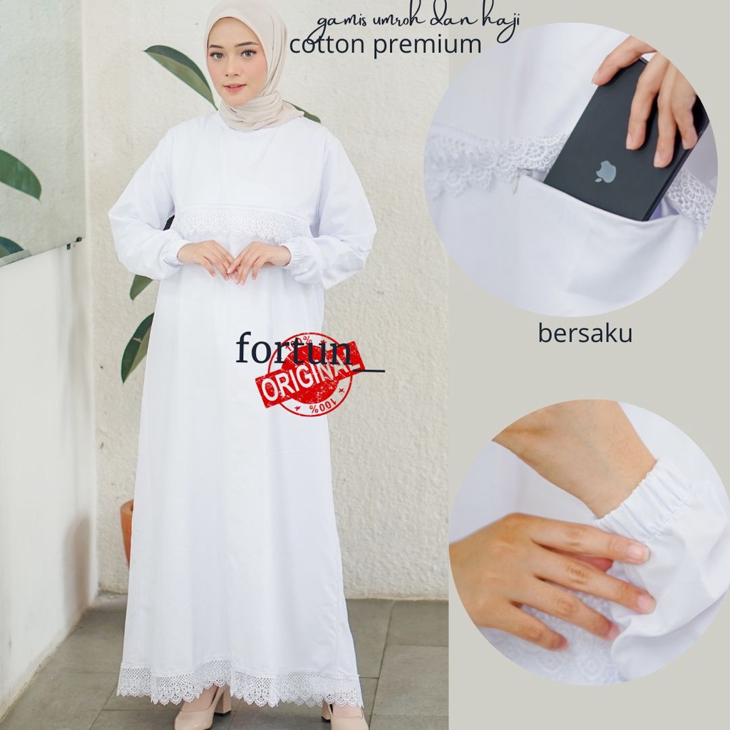 Jual GAMIS UMROH DAN HAJI PUTIH DAN HITAM,SAKU TENGAH RENDA | Shopee ...