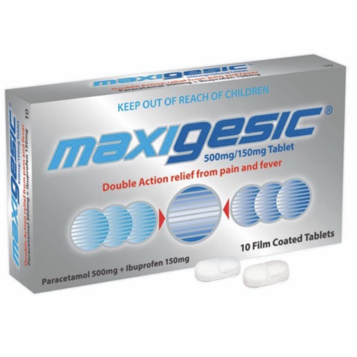 Jual Maxigesic Paracetamol 500mg+ Ibuprofen 150 mg 10 tablet | Shopee ...