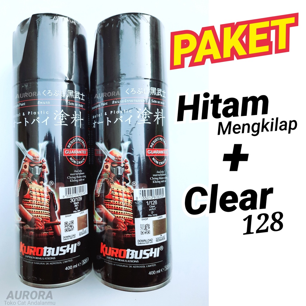 Jual Paket Cat Hitam Pilox Samurai Black 109 Hitam Mengkilap dan Clear ...