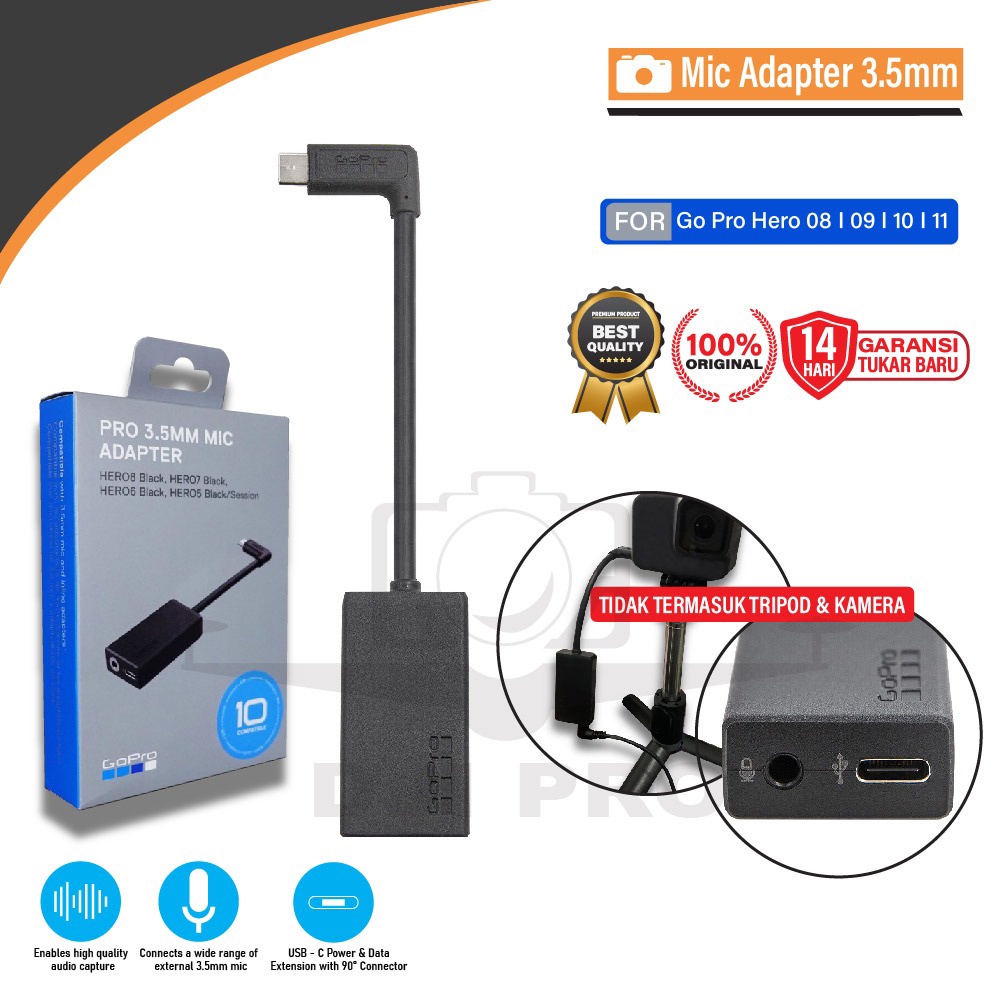 Jual GoPro Pro 3.5mm Mic Adapter ORIGINAL & RESMI TAM - adaptor Mic ...