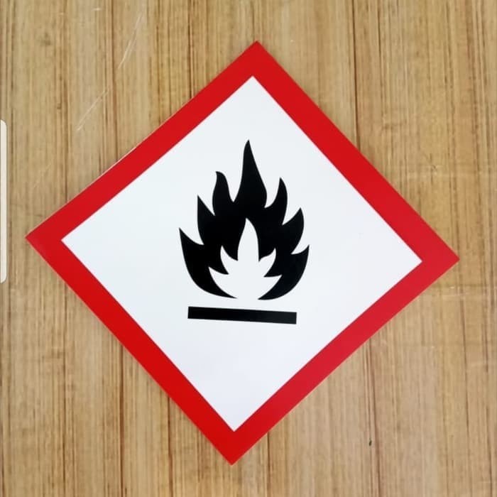 Jual Sign Sticker Simbol B3 GHS Mudah Menyala / Mudah Terbakar uk 20x20 ...