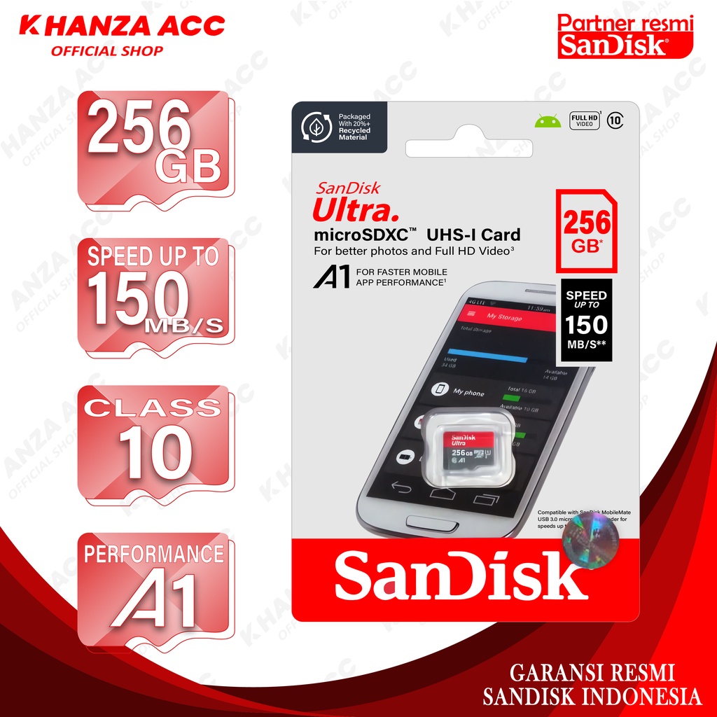 Jual KHANZAACC SANDISK 64GB / 128GB / 256GB / 512GB Micro SD Kartu ...