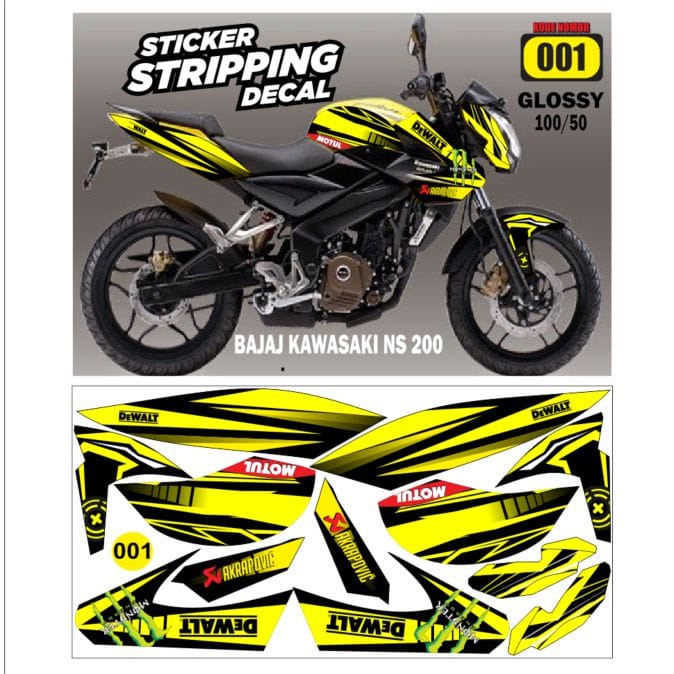 Jual Sticker Decal Striping Kawasaki Bajaj NS 200 Variasi QLA01 GLOSSY ...