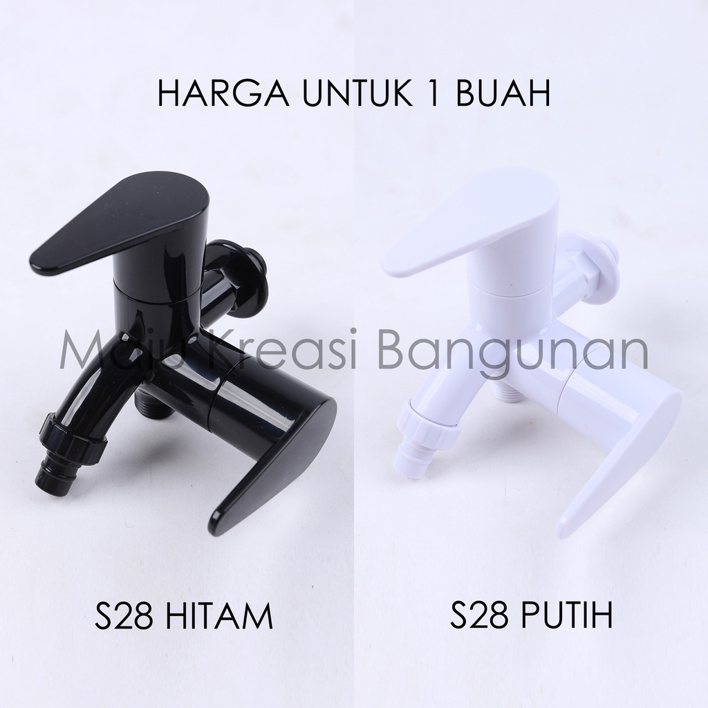 Jual Kran Cabang Shower New Soligen Keran Double S28 PVC Hitam Putih ...