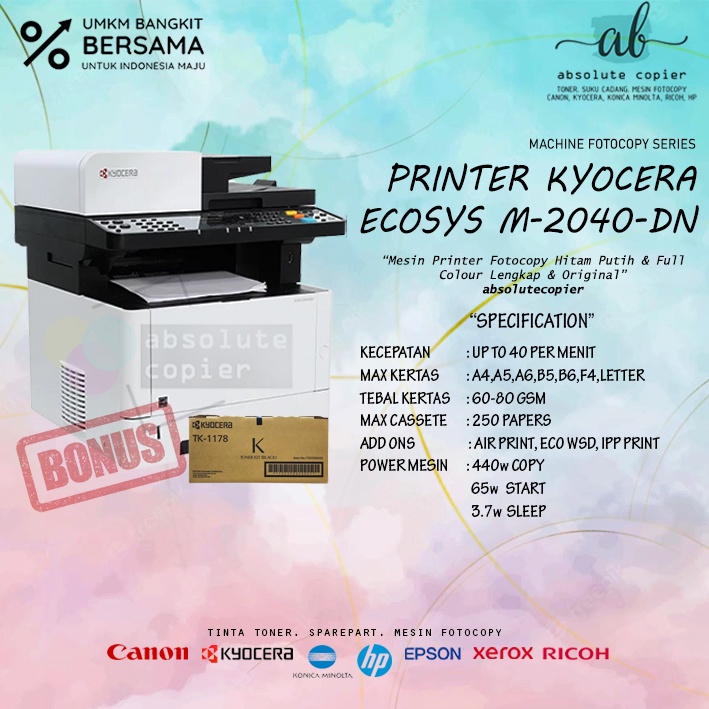 Jual KYOCERA M2040DN M-2040-DN MESIN PRINTER FOTOCOPY ORIGINAL CATRIDGE ...