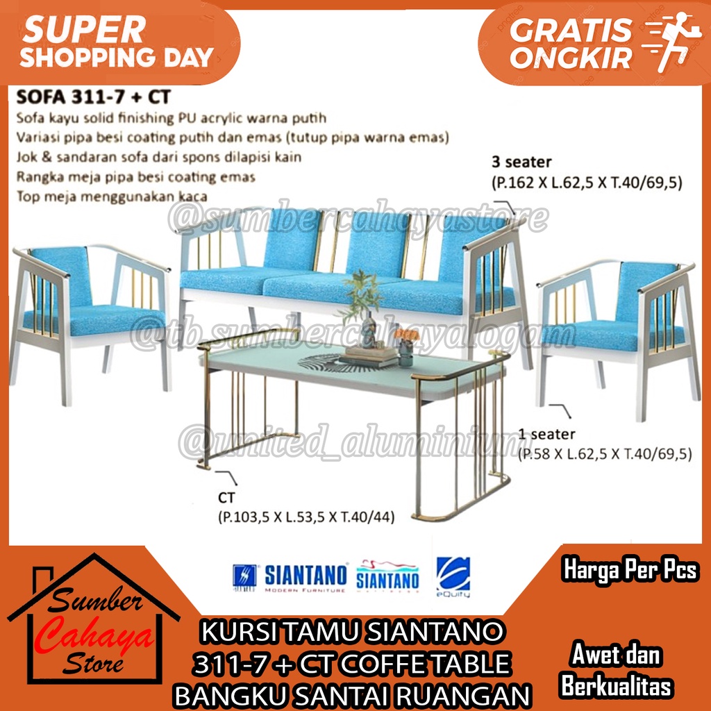 Jual KURSI TAMU SIANTANO 311-7 + CT COFFE TABLE BANGKU SANTAI RUANGAN ...