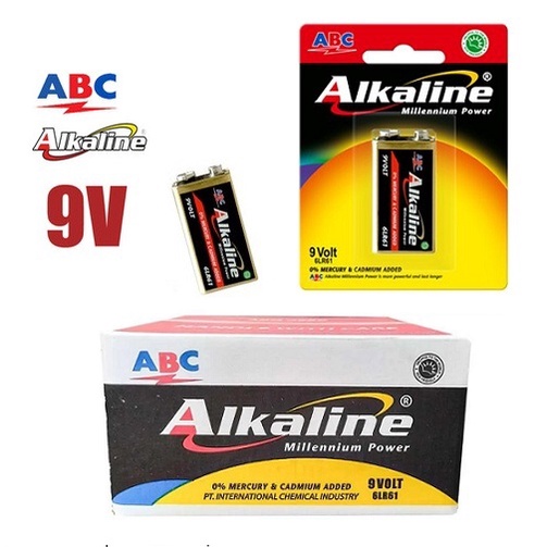 Jual Battery ABC Alkaline 9V 6LR61 Baterai Batre Alkaline Kotak 9 Volt ...
