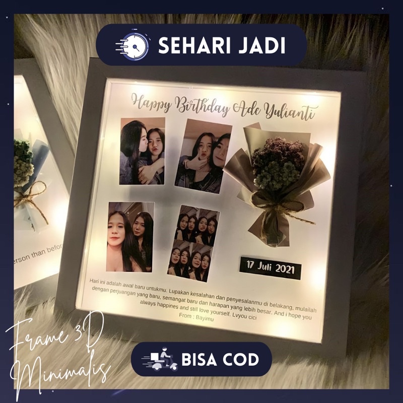 Jual 3D MINIMALIS | kado custom ulang tahun cewek cowok | kado natal | bingkai foto custom ...
