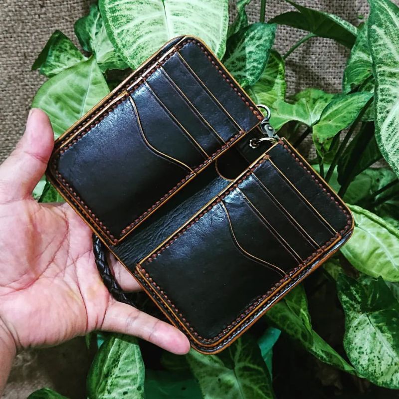 Jual dompet pendek Vertical 14cm kulit asli handmade | Shopee Indonesia