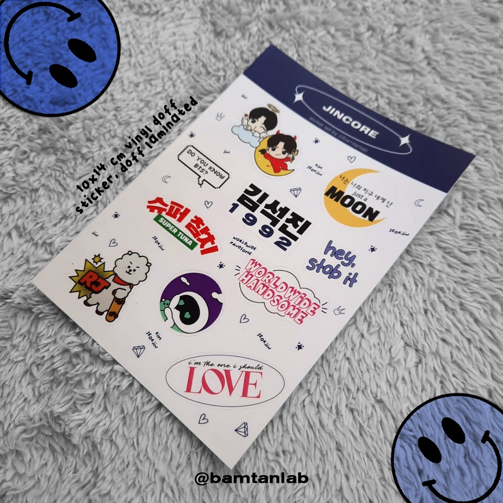 Jual JIN BTS STICKER SET / JIN OUTFIT & JINCORE VINYL STICKER | Shopee ...