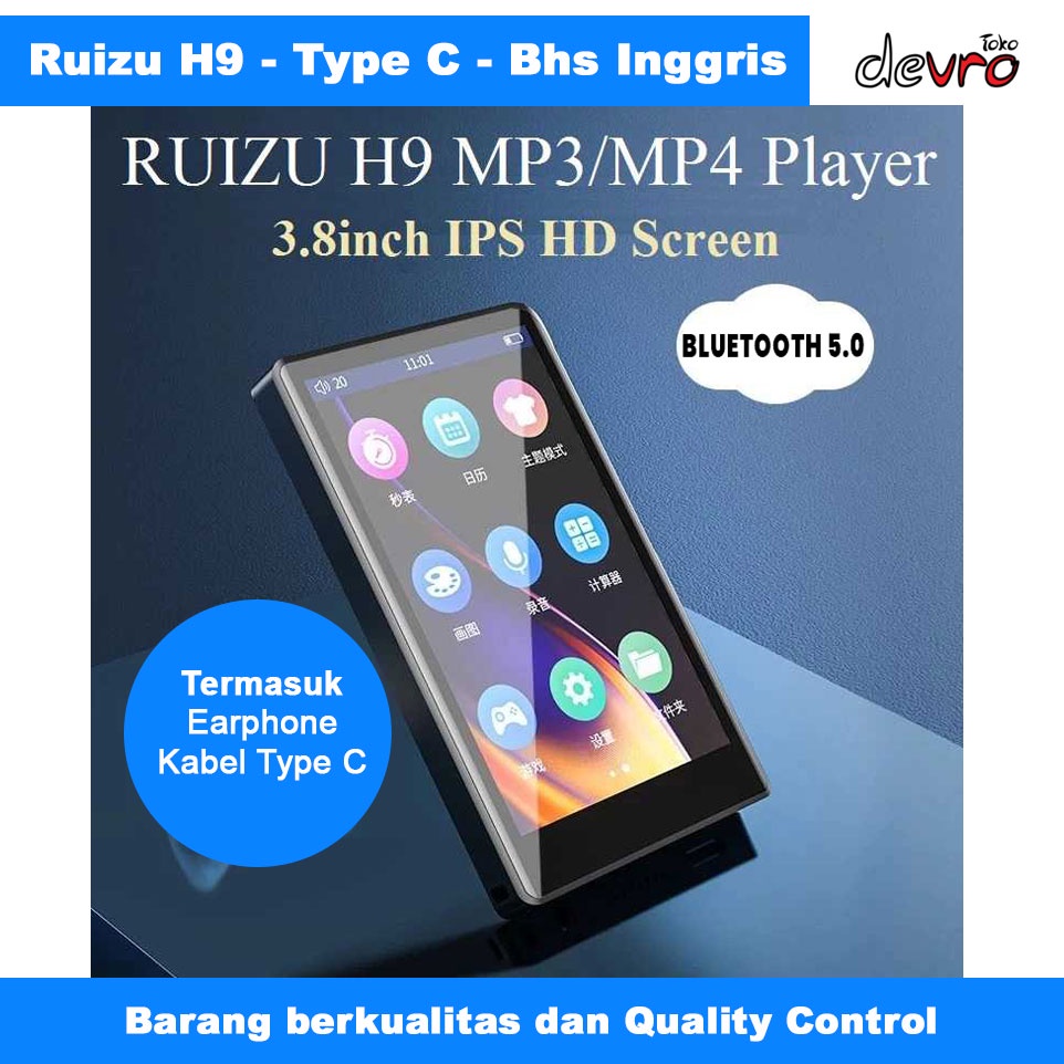 Jual MP3 Player DAP MP4 Player Touchscreen Bluetooth HiFi 16GB - Ruizu ...