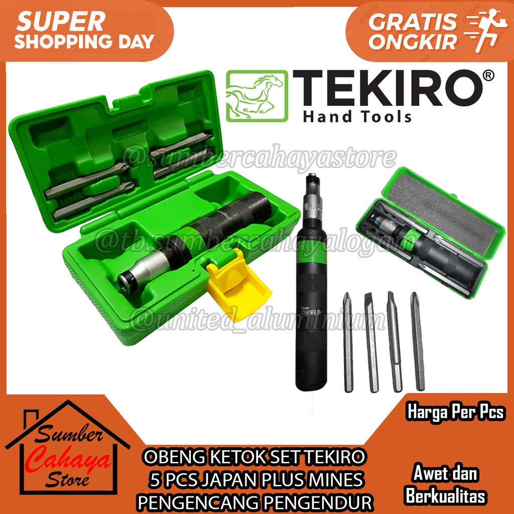 Jual OBENG KETOK SET TEKIRO 5 PCS JAPAN PLUS MINES PENGENCANG PENGENDUR ...